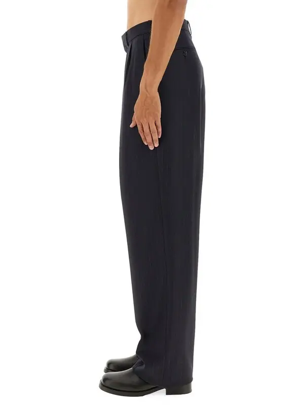 TOM FORD Subtle Pinstripe Double Pleat Wool Trousers
