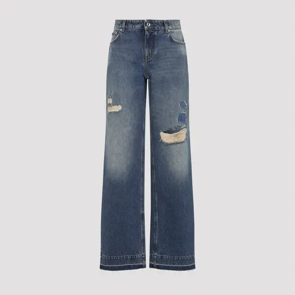 Dolce & Gabbana Loose Fit Wide Leg Jeans With Distressed Detail
