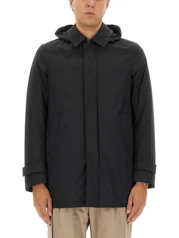 Herno Long Parka With Hood - Black