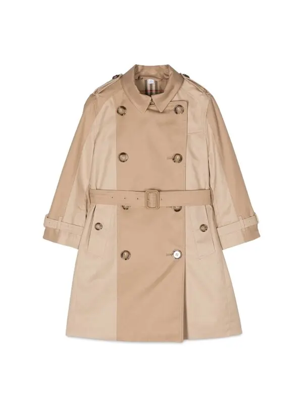 Burberry Double Breasted Cotton Trench Coat With Anais Belt