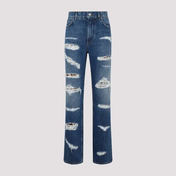 Dolce & Gabbana Distressed Cotton Jeans - Blue
