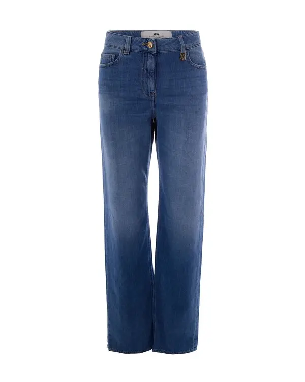 Elisabetta Franchi Straight Leg Denim Jeans - Light Blue
