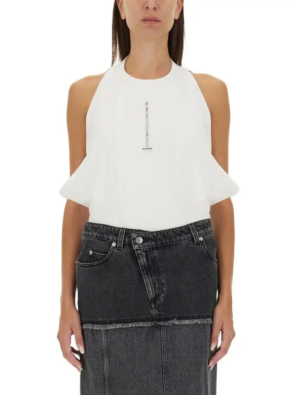 Alexander McQueen Draped Ribbed Tank Top - White