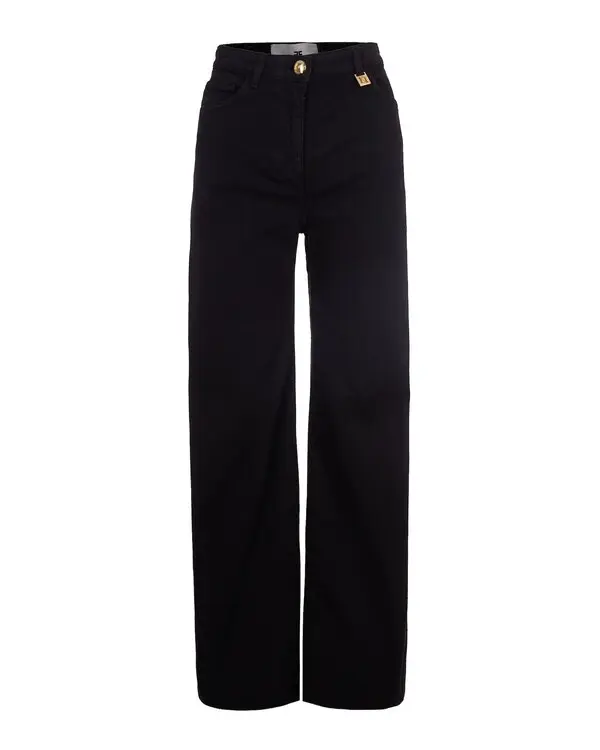 Elisabetta Franchi Wide Leg Trousers - Nero