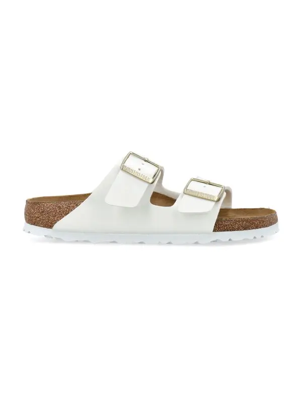 BIRKENSTOCK Glossy Double-strap Sandals With Gold Tone Buckles - White