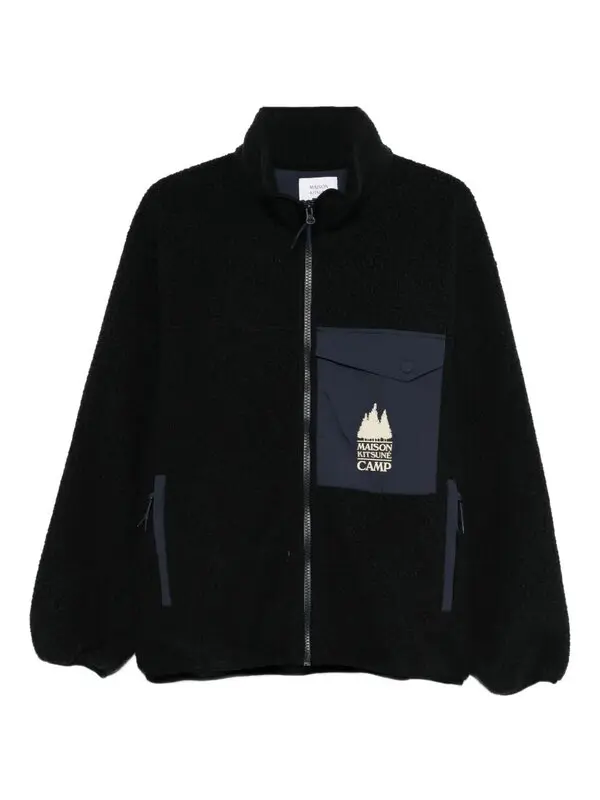 Maison Kitsuné Fleece Zip-up Jacket - Black