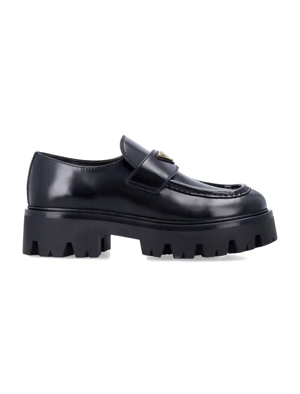 Prada Brushed Leather Loafers - Black