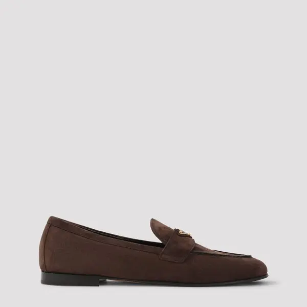 Prada Brushed Leather Loafers - Brown