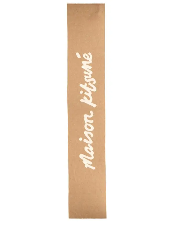 Maison Kitsuné Luxurious Wool Blend Scarf For Fw25 - Beige