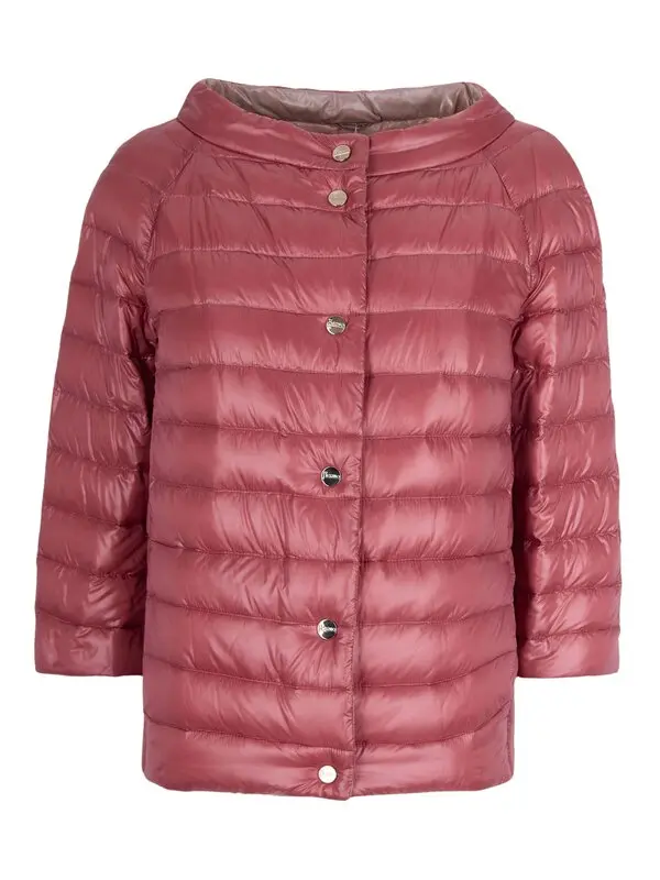 Herno Quilted Button-closure Jacket With Funnel Neck - Pink