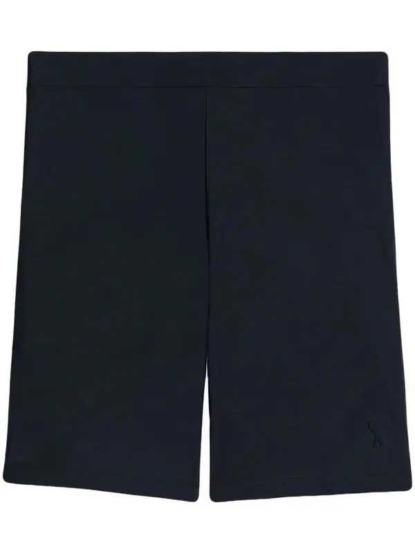 AMI Paris Cotton Mini Shorts With Elastic Waistband - Black