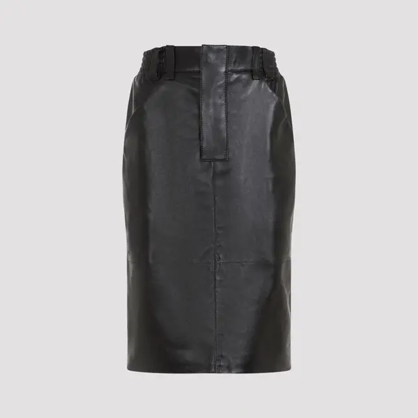 Saint Laurent Leather Midi Skirt