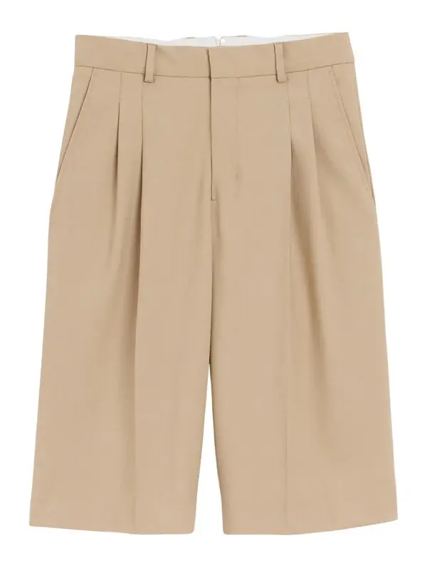 AMI Paris Virgin Wool Bermuda Shorts - Beige