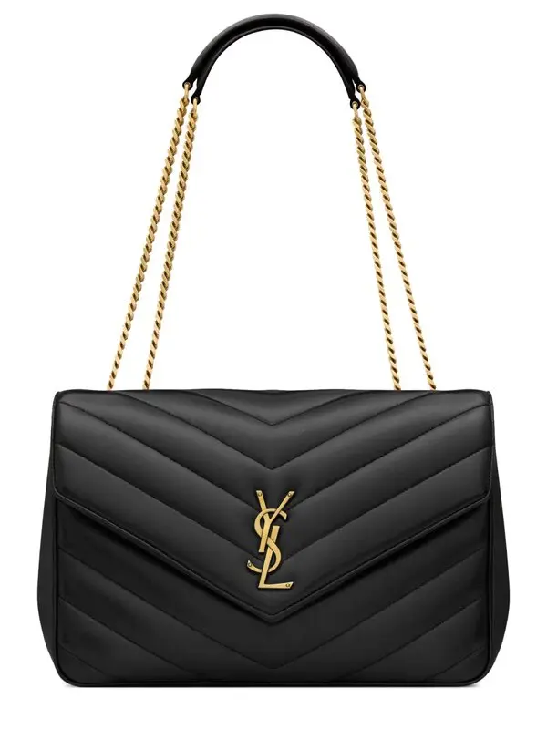 Saint Laurent Loulou Large In Matelassé Lambskin - Black