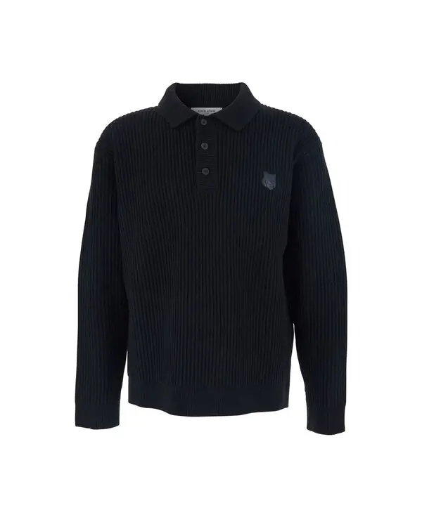 Maison Kitsuné Ribbed Wool Polo Jumper For