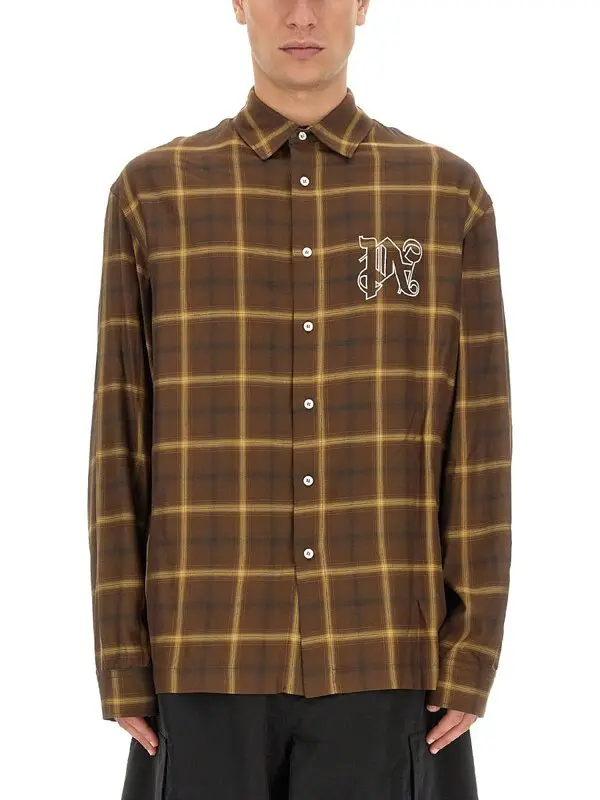 Palm Angels Monogram-print Checked Shirt