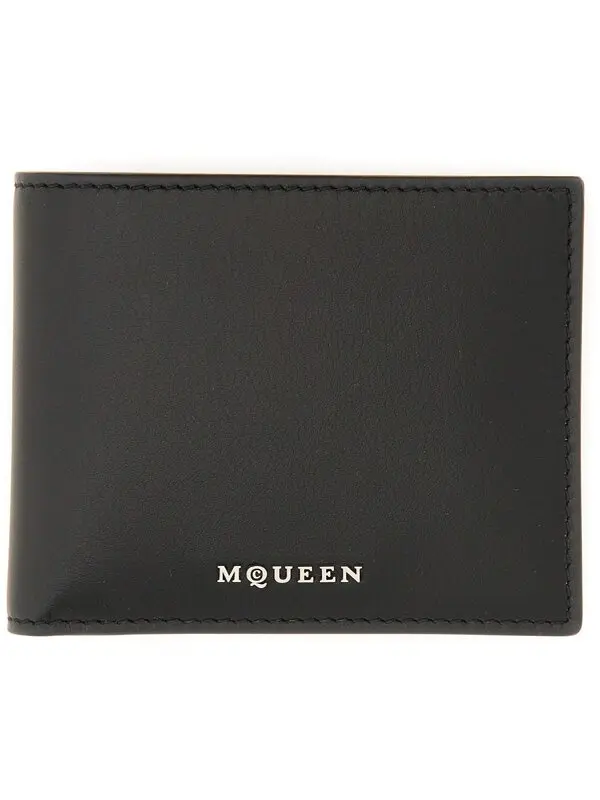 Alexander McQueen Bi-fold Logo Wallet - Black
