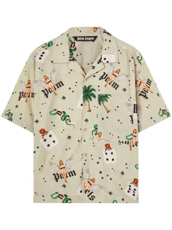 Palm Angels Pin Up Mini Bowling Shirt Short Sleeve