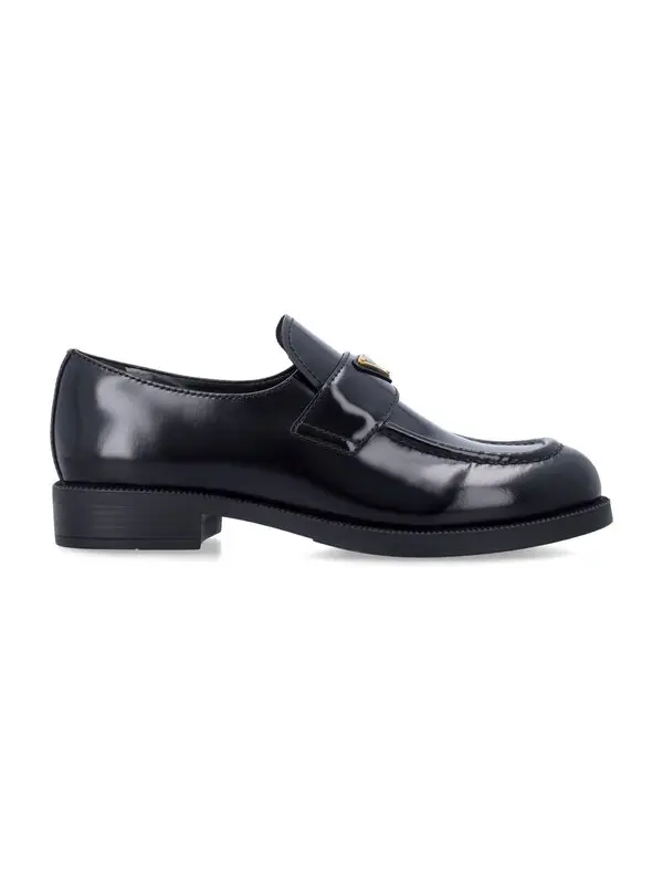 Prada Leather Loafers With Enamel Triangle Logo