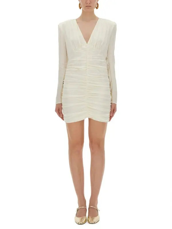 ROTATE BY BIRGER CHRISTENSEN Satin Gathered Mini Dress - Ivory
