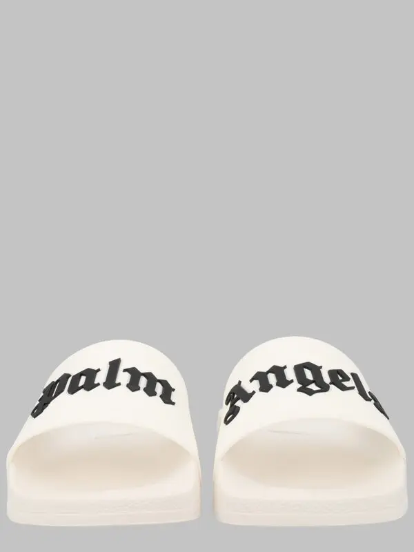 Palm Angels Logo Rubber Slide Sandals - White