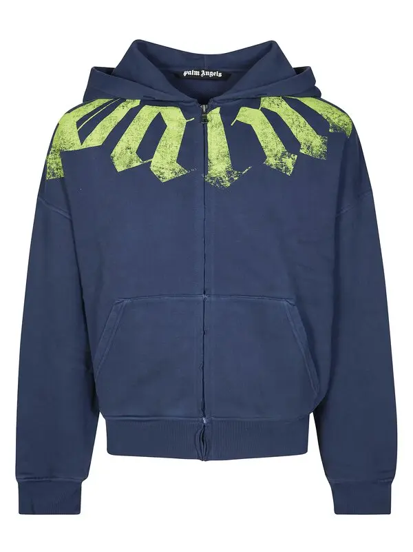Palm Angels Big Neck Logo Zip Loose Hoodie