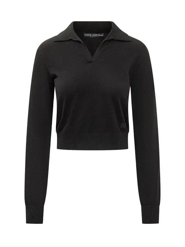 Dolce & Gabbana Wool Sweater With Notch Neck Fw25 - Nero