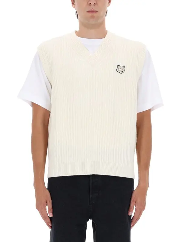 Maison Kitsuné Ribbed Vest With Fox Patch