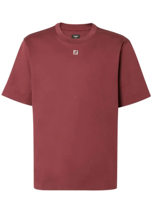 Fendi Reguther-fit T-shirt With Crethestanesedew Neck - Red