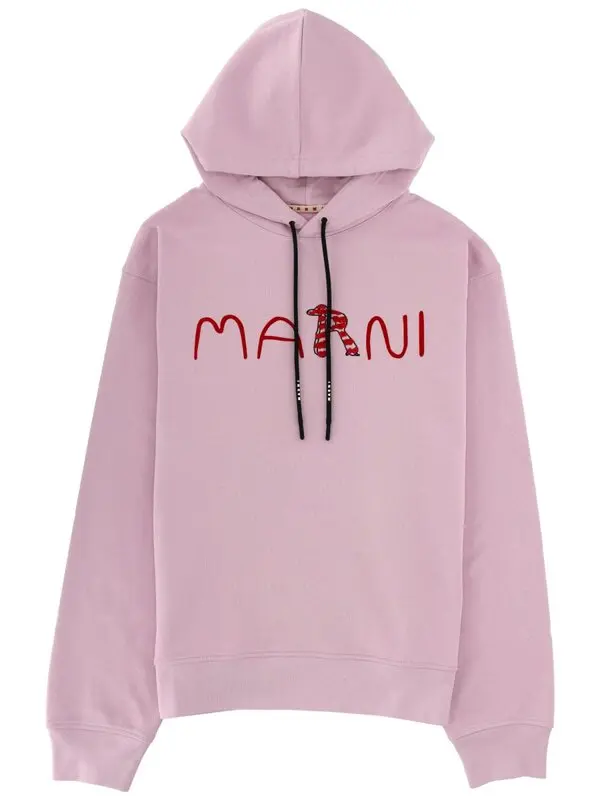 Marni Cotton Hooded Sweatshirt With Embroidered Logo