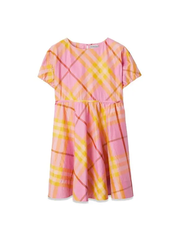 Burberry Checked Short Sleeve Dress - Multicolour