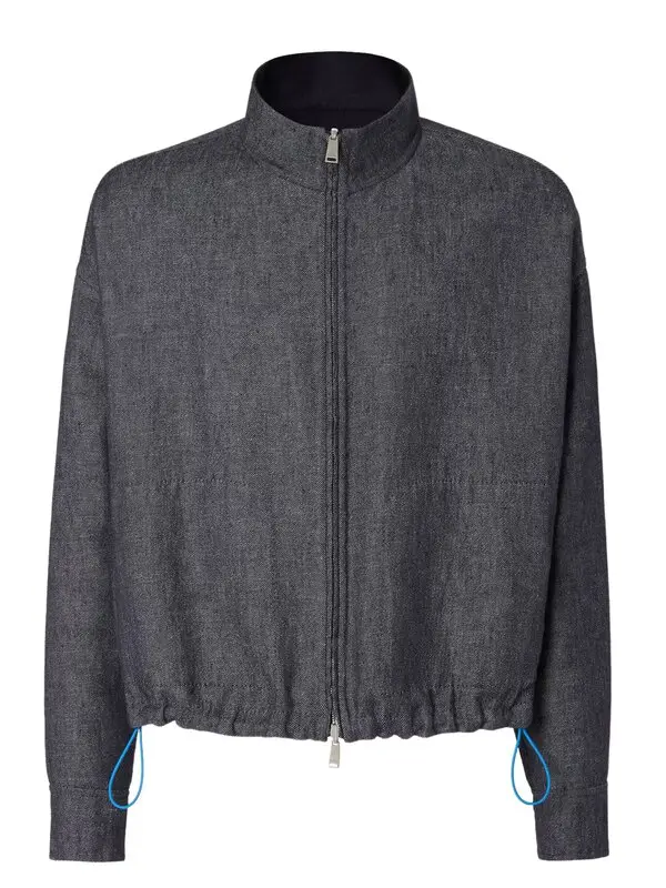 Fendi Reversible Blouson Jacket With Zip Fastening And Drawstring - Navy