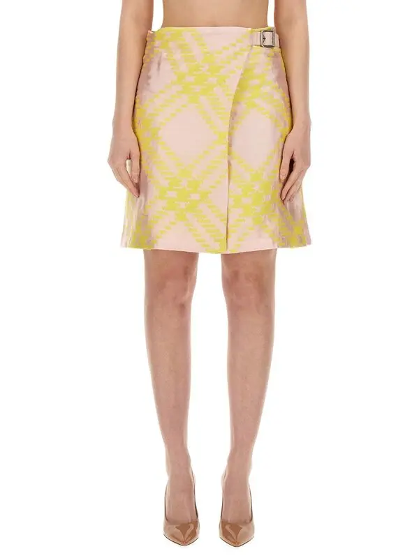 Burberry Embroidered Checked Wrap Skirt - Multicolour