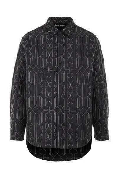 Palm Angels Overshirt In Quilted Nylon - Anthracite