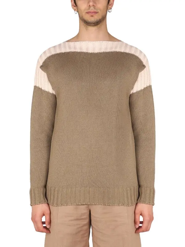 Fendi Cotton Cashmere Boat Neck Sweater - Beige