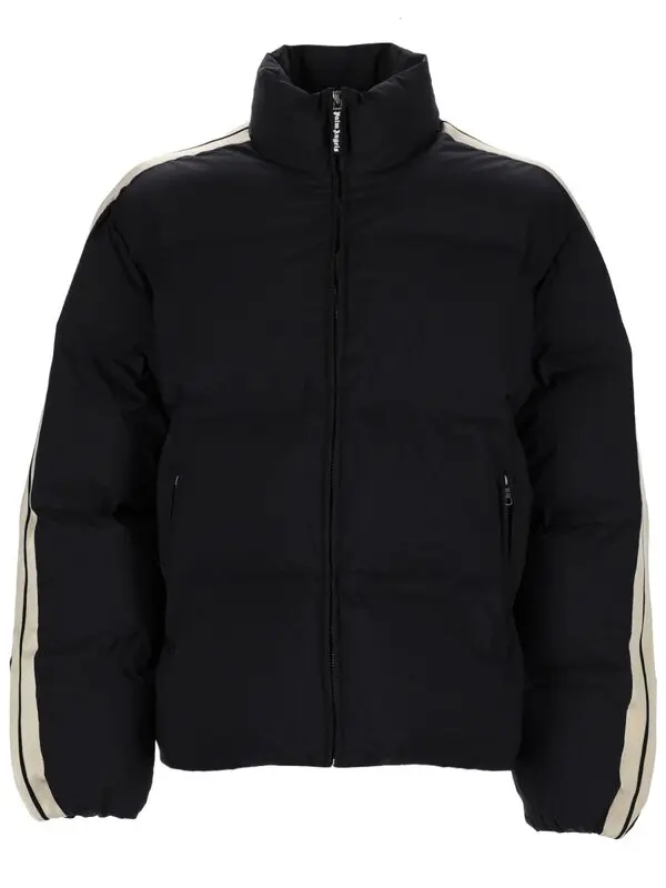 Palm Angels Puffer Jacket With Side Stripe Detail - Black