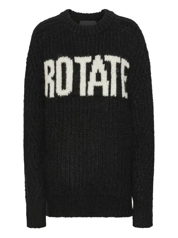 ROTATE BY BIRGER CHRISTENSEN Knit Logo Ribbed Sweater - Nero