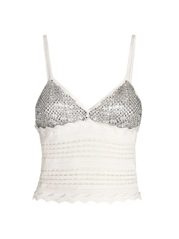 GENNY Rhinestone Mesh Knit Top