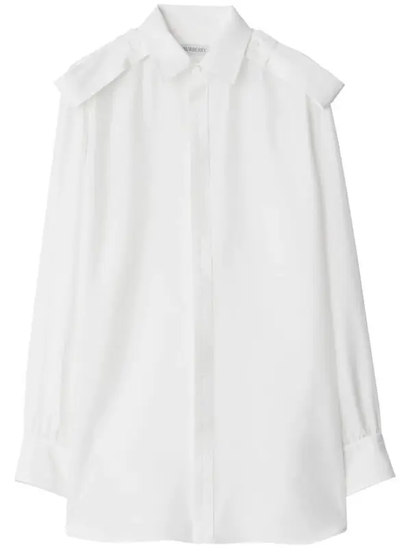 Burberry Long Sleeve Silk Shirt - White