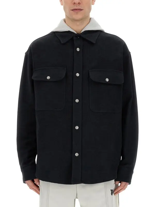Palm Angels Monogram Shirt Jacket With Hood