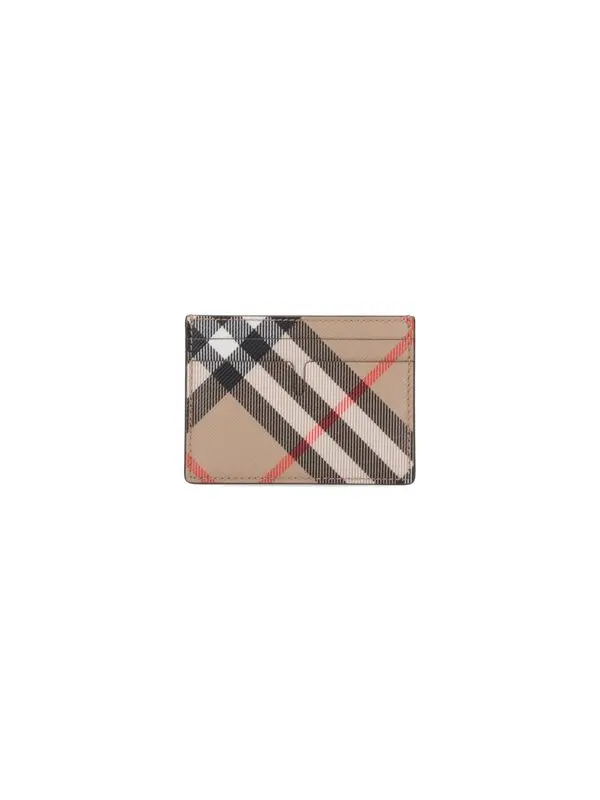 Burberry Sandon Checked Coated-canvas Card Holder - Beige