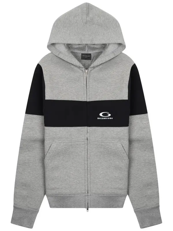 Balenciaga Color Blocked Zip-up Hoodie