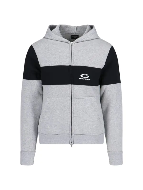 Balenciaga Color Blocked Zip-up Hoodie