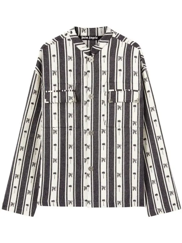 Palm Angels Metal Frame Striped Overshirt For