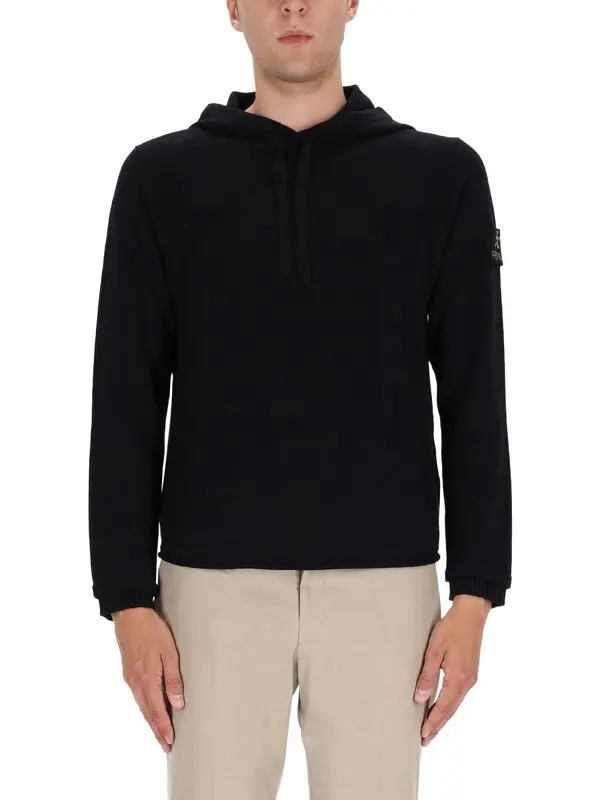 Premiata Virgin Wool Knit Hooded Sweater - Black