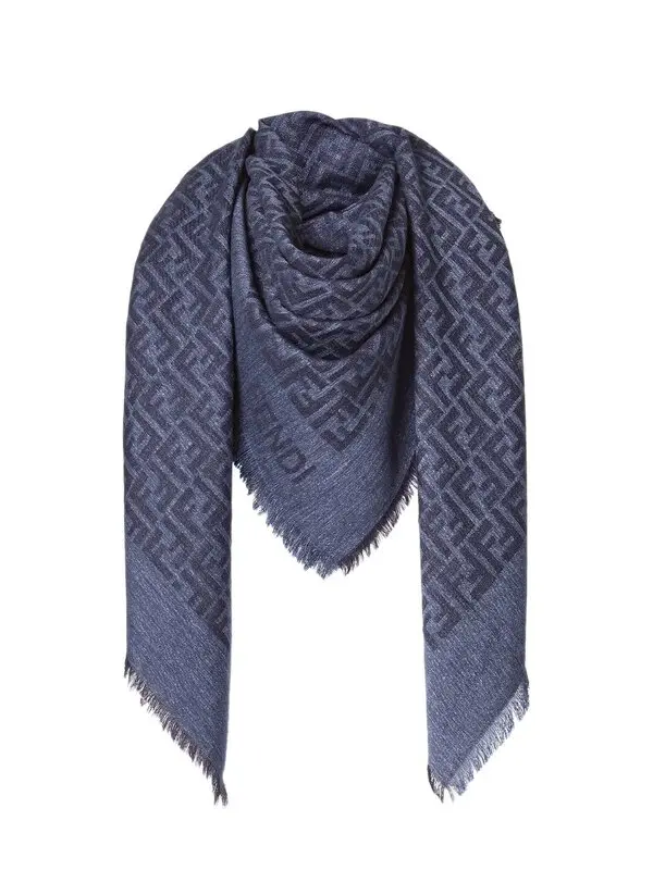 Fendi Iconic Jacquard Scarf 140cm X 140cm - Blue
