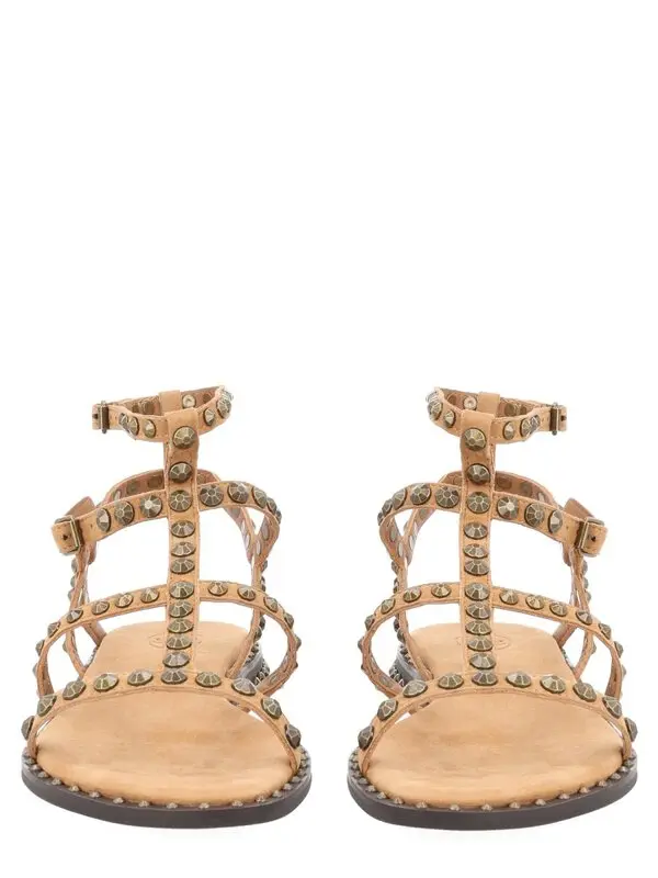 Ash Embellished Gladiator Sandals - Beige