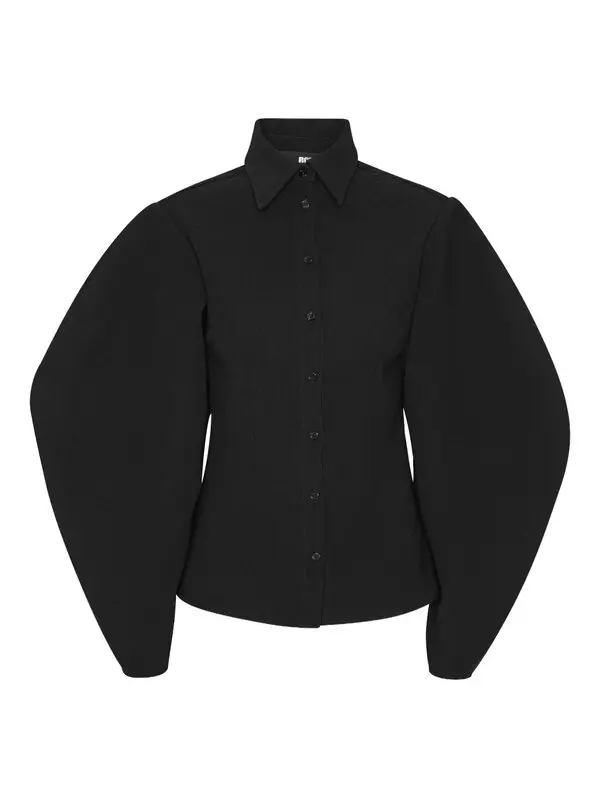 ROTATE BY BIRGER CHRISTENSEN Chic Button-up Top With Voluminous Sleeves - Nero