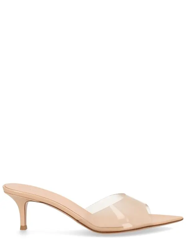 GIANVITO ROSSI Transparent Strap Kitten Heel Mules - Nude
