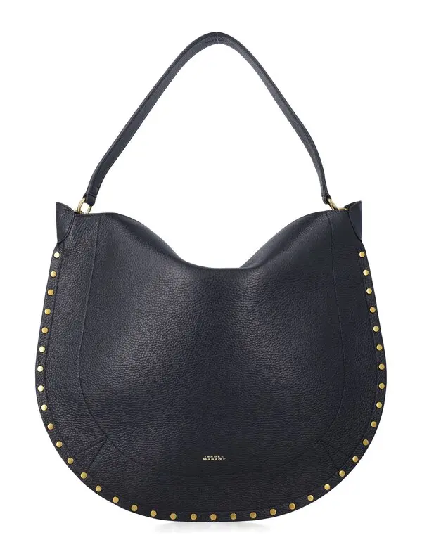 Isabel Marant Étoile Oskan Hobo Soft Grained Leather Bag With Stud Embellishments - Black